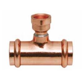 Inline Heel Reducing Tee, 3/4" x 3/4" x 1/2" Press x Press x FPT Copper ...