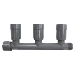 Gray PVC 3 Port Female Valve Manifold | 1201310 | Heritage Plus