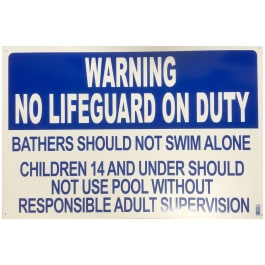 Nassco Pool Sign - NO LIFEGUARD UTAH- 24X36 | 2436UTB | Heritage Pool Plus