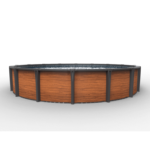 Carvin Diamond Series 27' Redwood Round Steel ABG Pool, 52" Wall ...