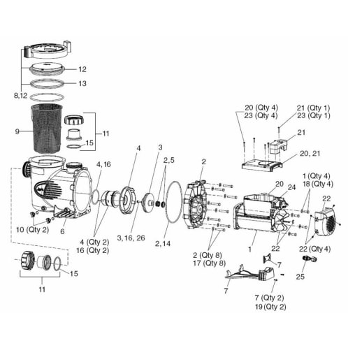 Jandy 2" x 2-1/2" Tail Piece, O-Ring & Coupling Nut | R0446101 ...