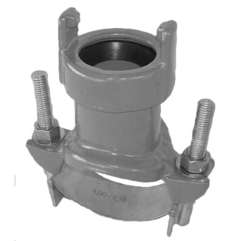6" IPS x 2" Bell End Ductile Iron Boss and Stainless Steel Single Strap ...