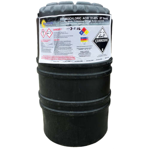 Muriatic Acid 15 Gallon Hydrochloric Acid 20 Baume - 31.5%; 9 Drum ...