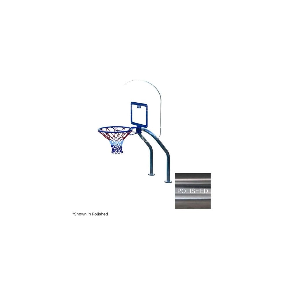 Global Basketball Set, Dual Pole w/ Net & Ball, Polished, No Anchor ...