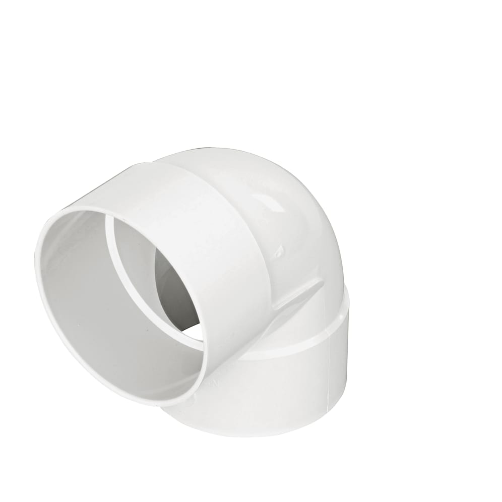 6" Hub White PVC SDR-35 90 Degree 1/4 Bend Solvent Weld Sewer Elbow
